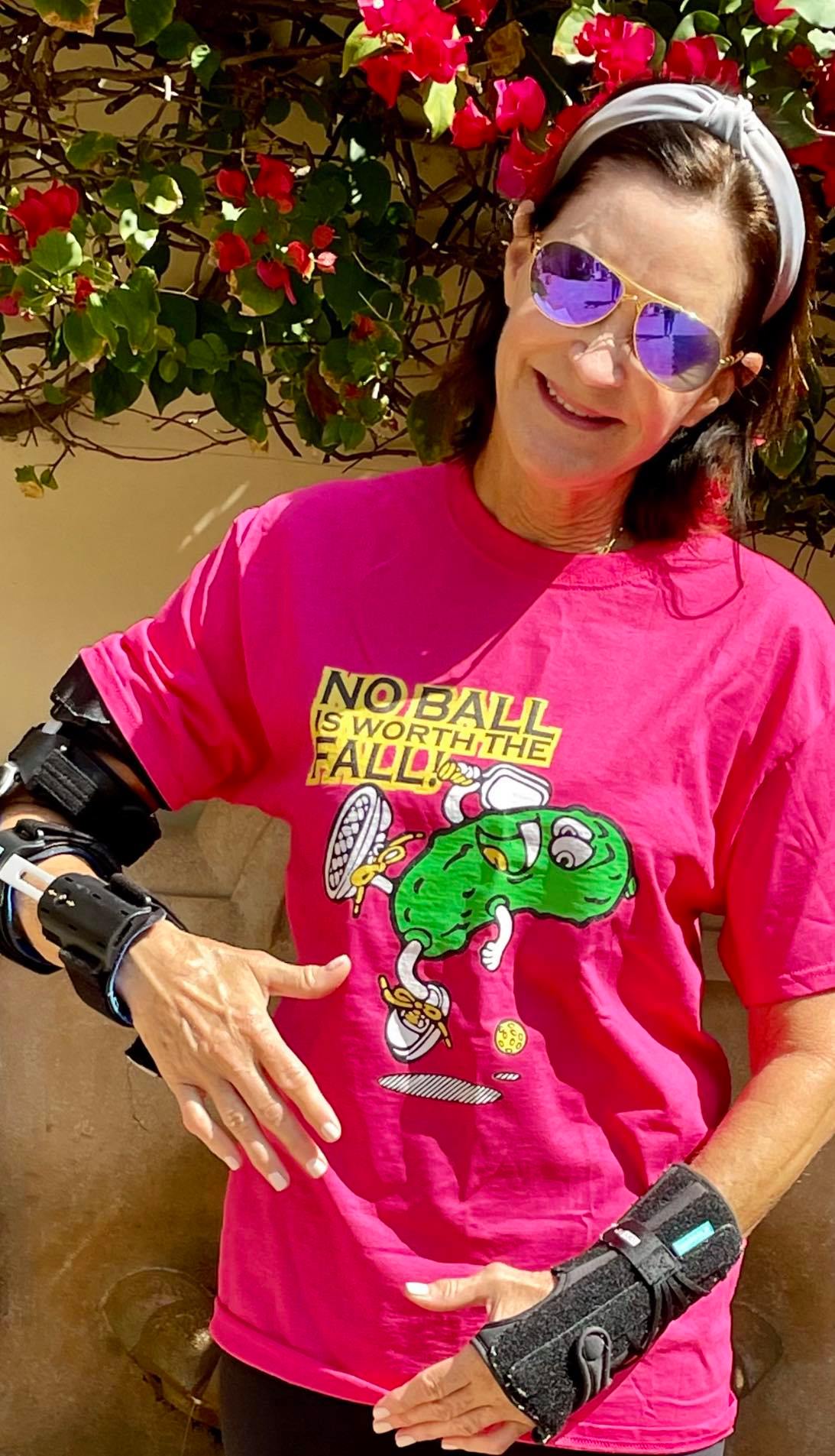 meg with broken arms – Crazy Pickleball Lady